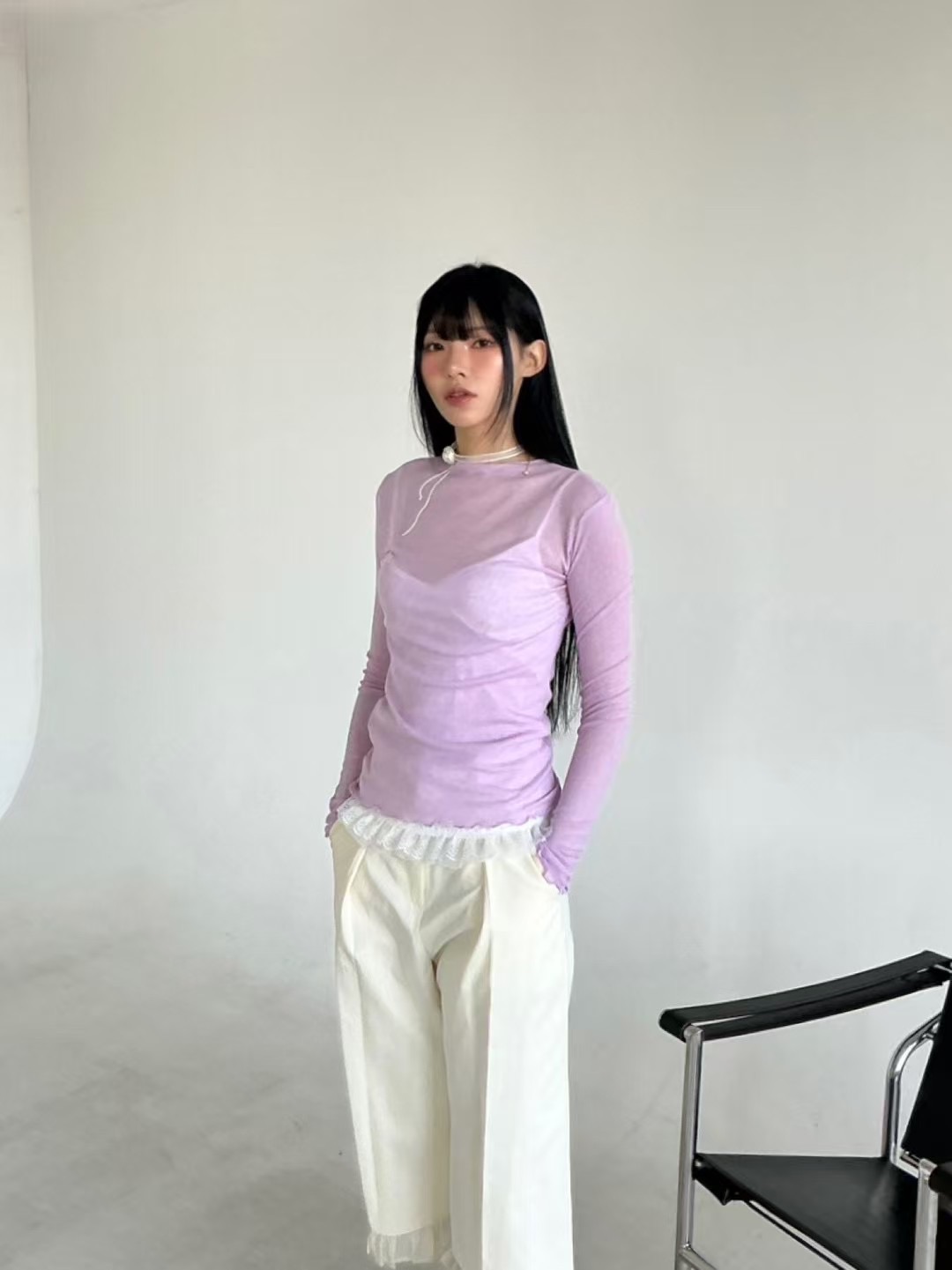 NONO darlin' | 平口捲邊透感彈性上衣